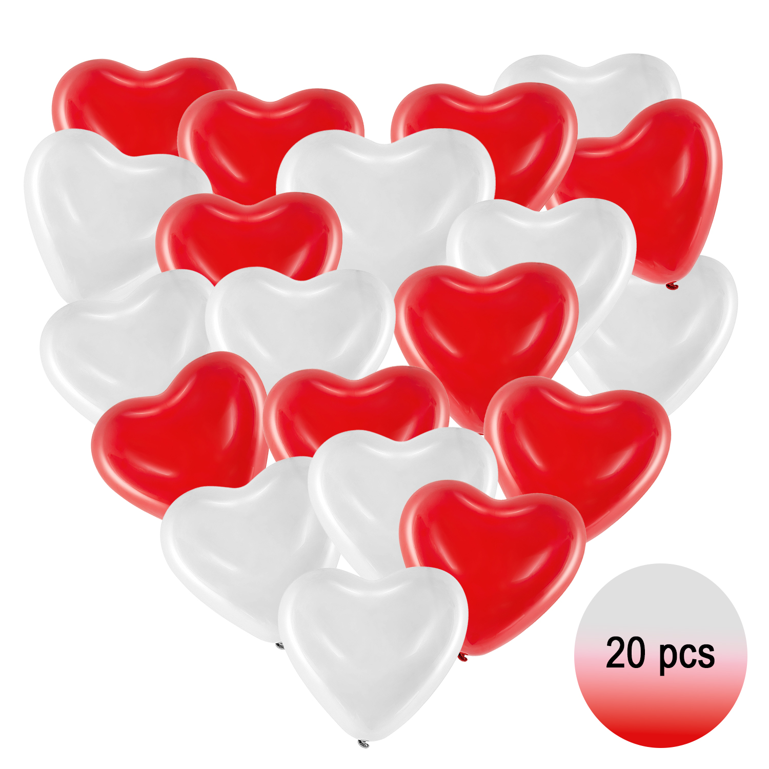 Herz Luftballons rot & weiß Ø 40,6 cm 20 Stück Ballon Hochzeit ...