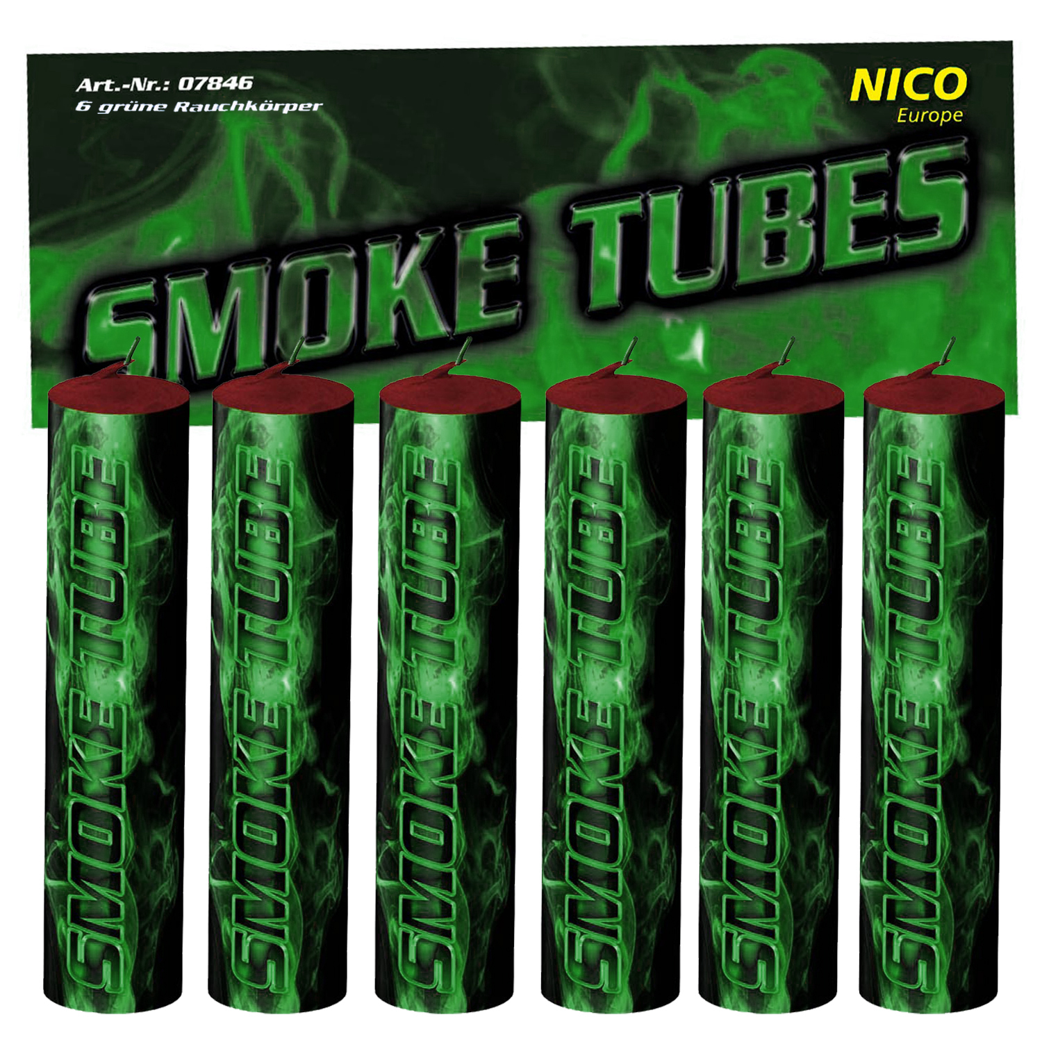 Nico Smoke Tubes Grün - 6 Rauchfackeln je 50 Sek.